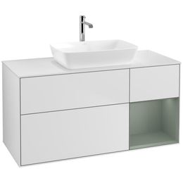 Villeroy & Boch Villeroy und Boch Finion Waschtischunterschrank F831GMMT 120cm, Abdeckplatte white matt, Regale Olive matt lacquer, White matt lacquer