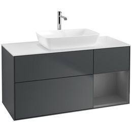Villeroy & Boch Villeroy und Boch Finion Waschtischunterschrank F831GKHG 120cm, Abdeckplatte white matt, Regale Anthracite matt lacquer, Midnight Blue Matt Lacquer