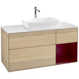 Villeroy & Boch Villeroy und Boch Finion Waschtischunterschrank F831HBPC 120cm, Abdeckplatte white matt, Regale Peony matt lacquer, Oak Veneer