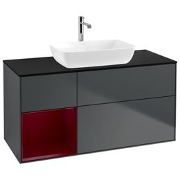Villeroy & Boch Villeroy und Boch Finion Waschtischunterschrank G822HBHG 120cm, Abdeckplatte black matt, Emotion, Regale Peony matt lacquer, Midnight Blue Matt Lacquer
