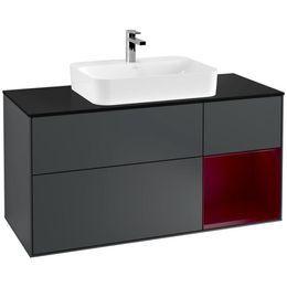 Villeroy & Boch Villeroy und Boch Finion Waschtischunterschrank G422HBHG 120cm, Abdeckplatte black matt, Emotion, Regal rechts Peony matt, Midnight Blue Matt Lacquer