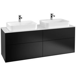 Villeroy & Boch Villeroy und Boch Finion Waschtischunterschrank F43100PD 160x60,3cm, Abdeckplatte white matt, Black matt lacquer