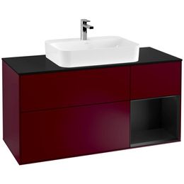 Villeroy & Boch Villeroy und Boch Finion Waschtischunterschrank F422PDHB 120cm, Abdeckplatte black matt, Regal rechts Black matt lacquer, Peony Matt