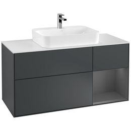Villeroy & Boch Villeroy und Boch Finion Waschtischunterschrank G421GKHG 120cm, Abdeckplatte white matt, Emotion, Regal rechts Anthracite matt, Midnight Blue Matt Lacquer