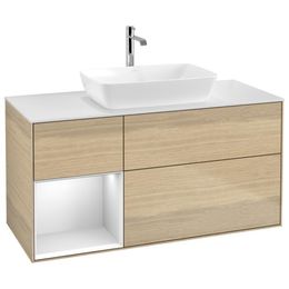 Villeroy & Boch Villeroy und Boch Finion Waschtischunterschrank G821MTPC 120cm, Abdeckplatte white matt, Emotion, Regale White matt lacquer, Oak Veneer