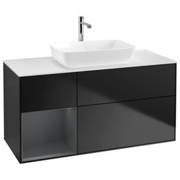 Villeroy & Boch Villeroy und Boch Finion Waschtischunterschrank G821HGPD 120cm, Abdeckplatte white matt, Emotion, Regale Midnight matt lacquer, Black matt lacquer