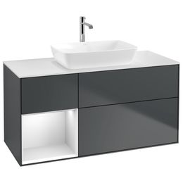 Villeroy & Boch Villeroy und Boch Finion Waschtischunterschrank G821MTHG 120cm, Abdeckplatte white matt, Emotion, Regale White matt lacquer, Midnight Blue Matt Lacquer