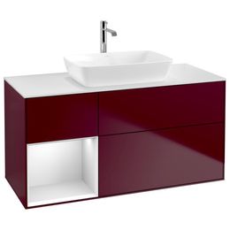 Villeroy & Boch Villeroy und Boch Finion Waschtischunterschrank G821MTHB 120cm, Abdeckplatte white matt, Emotion, Regale White matt lacquer, Peony Matt