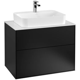 Villeroy & Boch Villeroy und Boch Finion Waschtischunterschrank G34100PD 80x60,3cm, Emotion, Abdeckplatte white matt, Black matt lacquer