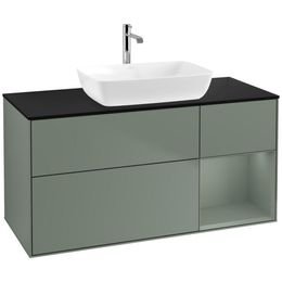 Villeroy & Boch Villeroy und Boch Finion Waschtischunterschrank F832GMGM 120cm, Abdeckplatte black matt, Regale Olive matt lacquer, Olive Matt Lacquer