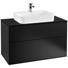 Villeroy & Boch Villeroy und Boch Finion Waschtischunterschrank F35200PD 100x60,3cm, Abdeckplatte black matt, Black matt lacquer