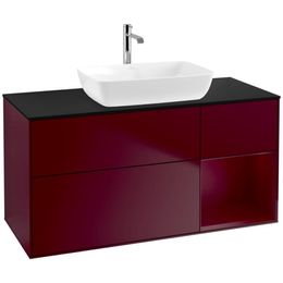 Villeroy & Boch Villeroy und Boch Finion Waschtischunterschrank F832HBHB 120cm, Abdeckplatte black matt, Regale Peony matt lacquer, Peony Matt