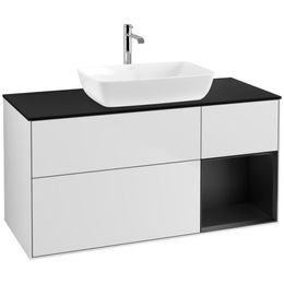 Villeroy & Boch Villeroy und Boch Finion Waschtischunterschrank F832PDMT 120cm, Abdeckplatte black matt, Regale Black matt lacquer, White matt lacquer