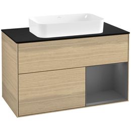 Villeroy & Boch Villeroy und Boch Finion Waschtischunterschrank G662GKPC 100x60,3x50,1cm, Regal rechts Anthracite matt, Oak Veneer