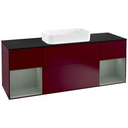 Villeroy & Boch Villeroy und Boch Finion Waschtischunterschrank F332GMHB 160x60,3cm, Abdeckplatte black matt, Regale Olive matt lacquer, Peony Matt