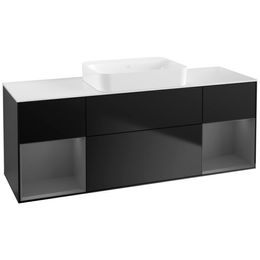 Villeroy & Boch Villeroy und Boch Finion Waschtischunterschrank G741GKPD 160x60,3x50,1cm, Regale Anthracite matt lacquer, Black matt lacquer