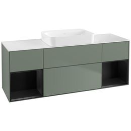 Villeroy & Boch Villeroy und Boch Finion Waschtischunterschrank G741PDGM 160x60,3x50,1cm, Regale Black matt lacquer, Olive Matt Lacquer