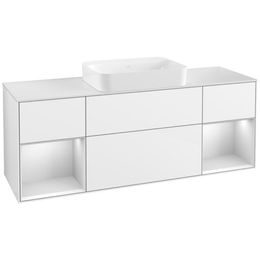 Villeroy & Boch Villeroy und Boch Finion Waschtischunterschrank G741MTGF 160x60,3x50,1cm, Regale White matt lacquer, Glossy white lacquer