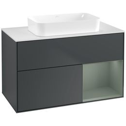 Villeroy & Boch Villeroy und Boch Finion Waschtischunterschrank G661GMHG 100x60,3x50,1cm, Regal rechts Olive Matt Lacquer, Midnight Blue Matt Lacquer