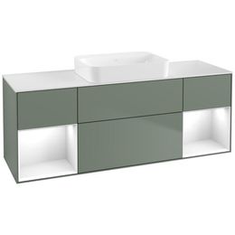 Villeroy & Boch Villeroy und Boch Finion Waschtischunterschrank G741GFGM 160x60,3x50,1cm, Regale Glossy white lacquer, Olive Matt Lacquer