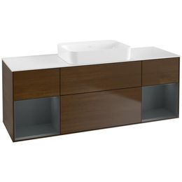 Villeroy & Boch Villeroy und Boch Finion Waschtischunterschrank G741HGGN 160x60,3x50,1cm, Regale Midnight matt lacquer, Walnut veneer