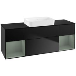 Villeroy & Boch Villeroy und Boch Finion Waschtischunterschrank G742GMPD 160x60,3x50,1cm, Regale Olive matt lacquer, Black matt lacquer