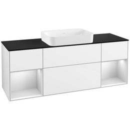 Villeroy & Boch Villeroy und Boch Finion Waschtischunterschrank G742MTGF 160x60,3x50,1cm, Regale White matt lacquer, Glossy white lacquer