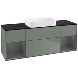 Villeroy & Boch Villeroy und Boch Finion Waschtischunterschrank G742GKGM 160x60,3x50,1cm, Regale Anthracite matt lacquer, Olive Matt Lacquer