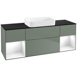 Villeroy & Boch Villeroy und Boch Finion Waschtischunterschrank G742GFGM 160x60,3x50,1cm, Regale Glossy white lacquer, Olive Matt Lacquer