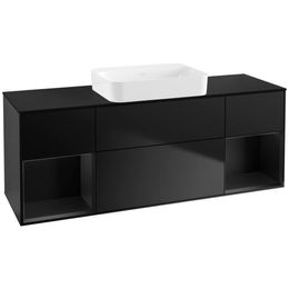 Villeroy & Boch Villeroy und Boch Finion Waschtischunterschrank G742PDPD 160x60,3x50,1cm, Regale Black matt lacquer, Black matt lacquer