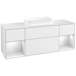 Villeroy & Boch Villeroy und Boch Finion Waschtischunterschrank F741MTGF 160x60,3x50,1cm, Regale White matt lacquer, Glossy white lacquer