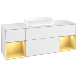 Villeroy & Boch Villeroy und Boch Finion Waschtischunterschrank F741HFGF 160x60,3x50,1cm, Regale Gold matt lacquer, Glossy white lacquer