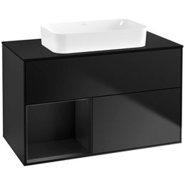 Villeroy & Boch Villeroy und Boch Finion Waschtischunterschrank G652PDPD 100x60,3x50,1cm, Regal links Black matt lacquer, Black matt lacquer