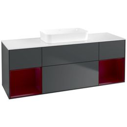 Villeroy & Boch Villeroy und Boch Finion Waschtischunterschrank F741HBHG 160x60,3x50,1cm, Regale Peony matt lacquer, Midnight Blue Matt Lacquer