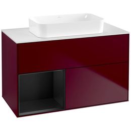 Villeroy & Boch Villeroy und Boch Finion Waschtischunterschrank G651PDHB 100x60,3x50,1cm, Regal links Black matt lacquer, Peony Matt