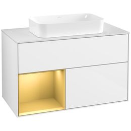 Villeroy & Boch Villeroy und Boch Finion Waschtischunterschrank G651HFGF 100x60,3x50,1cm, Regal links Gold matt, Glossy white lacquer