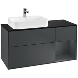 Villeroy & Boch Villeroy und Boch Finion Waschtischunterschrank G402HGHG 120cm, Abdeckplatte black matt, Emotion, Regal rechts Midnight Blue Matt Lacquer, Midnight Blue Matt Lacquer