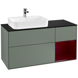 Villeroy & Boch Villeroy und Boch Finion Waschtischunterschrank G402HBGM 120cm, Abdeckplatte black matt, Emotion, Regal rechts Peony, Olive Matt Lacquer