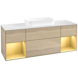 Villeroy & Boch Villeroy und Boch Finion Waschtischunterschrank F741HFPC 160x60,3x50,1cm, Regale Gold matt lacquer, Oak Veneer