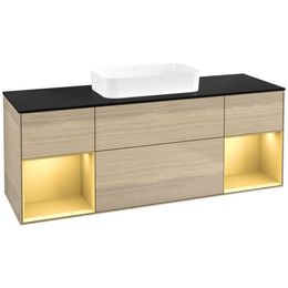 Villeroy & Boch Villeroy und Boch Finion Waschtischunterschrank F742HFPC 160x60,3x50,1cm, Regale Gold matt lacquer, Oak Veneer