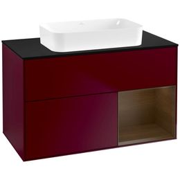 Villeroy & Boch Villeroy und Boch Finion Waschtischunterschrank F662GNHB 100x60,3x50,1cm, Regal rechts Walnut veneer, Peony Matt