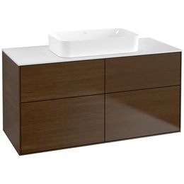 Villeroy & Boch Villeroy und Boch Finion Waschtischunterschrank F67100GN 120x60,3x50,1cm, Glass White Matt, Walnut veneer