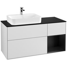 Villeroy & Boch Villeroy und Boch Finion Waschtischunterschrank F402PDMT 120cm, Abdeckplatte black matt, Regal rechts Black matt lacquer, White matt lacquer