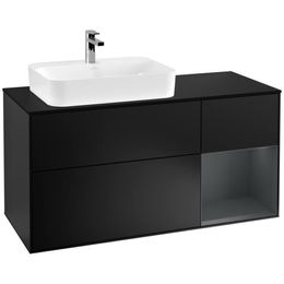 Villeroy & Boch Villeroy und Boch Finion Waschtischunterschrank F402HGPD 120cm, Abdeckplatte black matt, Regal rechts Midnight Blue Matt Lacquer, Black matt lacquer