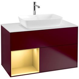 Villeroy & Boch Villeroy und Boch Finion Waschtischunterschrank F771HFHB 100cm, Abdeckplatte white matt, Regale Gold matt lacquer, Peony Matt