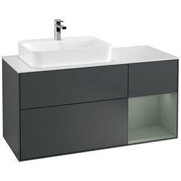 Villeroy & Boch Villeroy und Boch Finion Waschtischunterschrank G401GMHG 120cm, Abdeckplatte white matt, Emotion, Regal rechts Olive Matt Lacquer, Midnight Blue Matt Lacquer