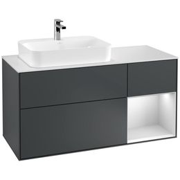 Villeroy & Boch Villeroy und Boch Finion Waschtischunterschrank G401MTHG 120cm, Abdeckplatte white matt, Emotion, Regal rechts White matt lacquer, Midnight Blue Matt Lacquer
