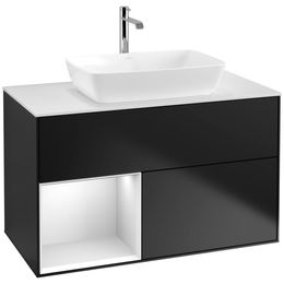 Villeroy & Boch Villeroy und Boch Finion Waschtischunterschrank F771MTPD 100cm, Abdeckplatte white matt, Regale White matt lacquer, Black matt lacquer