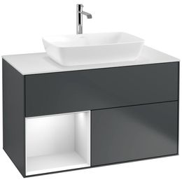 Villeroy & Boch Villeroy und Boch Finion Waschtischunterschrank F771MTHG 100cm, Abdeckplatte white matt, Regale White matt lacquer, Midnight Blue Matt Lacquer