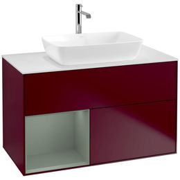 Villeroy & Boch Villeroy und Boch Finion Waschtischunterschrank F771GMHB 100cm, Abdeckplatte white matt, Regale Olive matt lacquer, Peony Matt